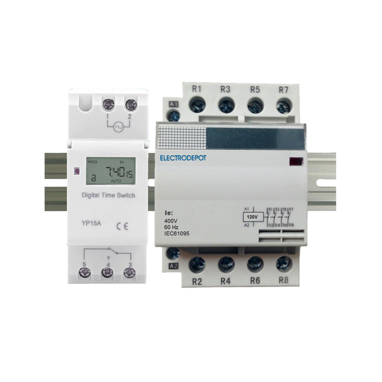 7 Day 24 Hour Programmable Timer 63A 4 Pole 120VAC - ElectroMarketplace