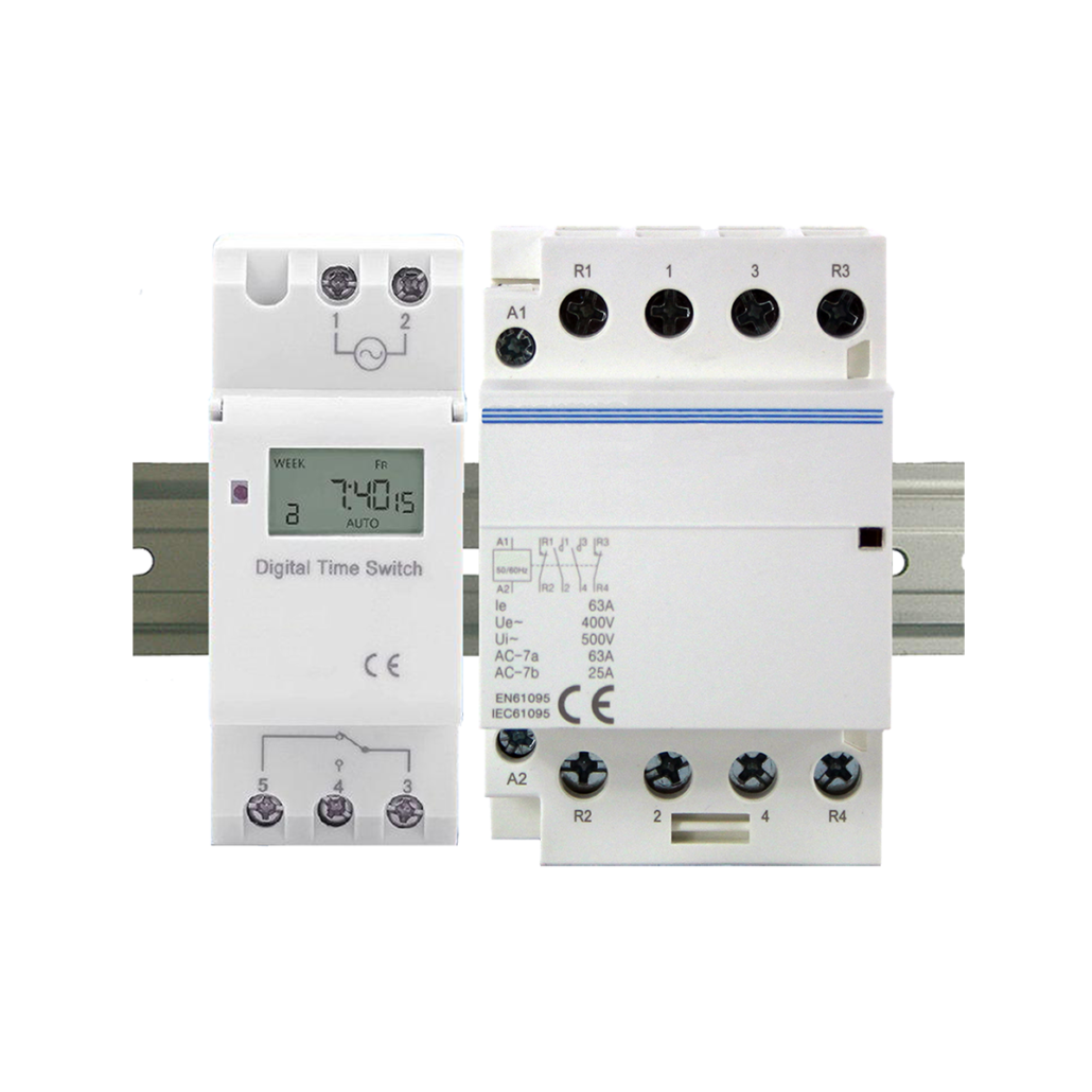 7 Day 24 Hour Programmable Timer 63A 2 Pole NO/ 2 Pole NC 120VAC ...
